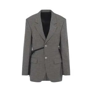 Balenciaga Checkered Wrap Tailored Jacket - Brown
