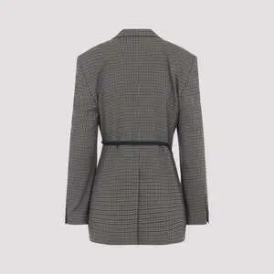 Balenciaga Checkered Wrap Tailored Jacket - Brown