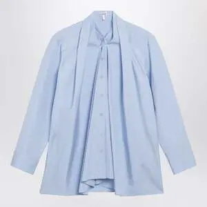 Loewe Cotton Poplin Shirt With Draping - Blue