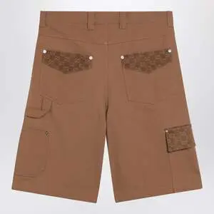 Gucci Camel Cargo Bermuda Shorts With Gg Details