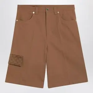 Gucci Camel Cargo Bermuda Shorts With Gg Details - Brown