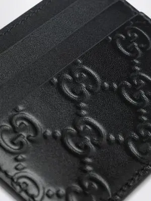Gucci Gg Emblem Embossed Leather Card Holder