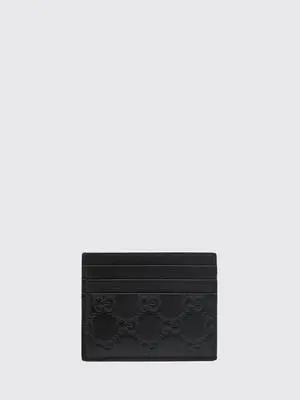 Gucci Gg Emblem Embossed Leather Card Holder - Black