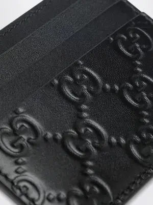 Gucci Gg Emblem Embossed Leather Card Holder