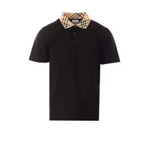 Burberry Check Collar Polo - Black