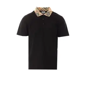Burberry Check Collar Polo - Black
