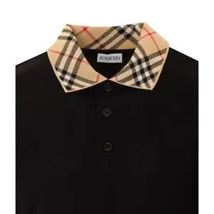 Burberry Check Collar Polo - Black