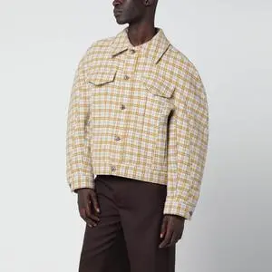 Séfr Matthieu Jacket In Checked Wool Cloth - Cream