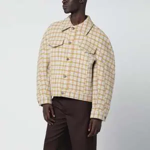 Séfr Checked Wool Cloth Jacket - Cream