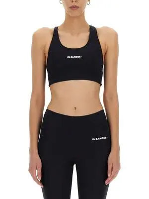 JIL SANDER Crop Top With Logo - Black