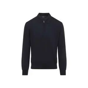 Brioni Long Sleeves Zip Polo - Blue