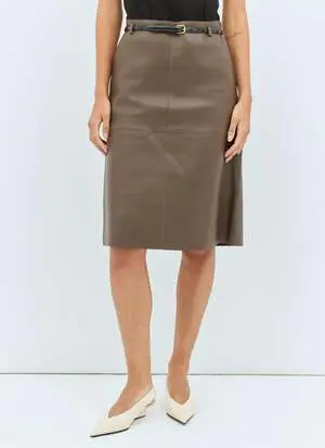 TOTEME Double Leather Skirt - Brown