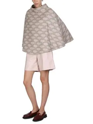 Max Mara Jacquard High Neck Cape Dorina - Cream