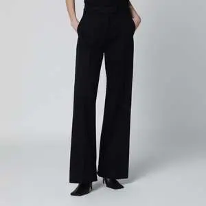 THELATEST Cotton Palazzo Trousers - Black