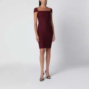ROTATE BY BIRGER CHRISTENSEN Fitted Midi Dress In Zinfandel Knit - Red