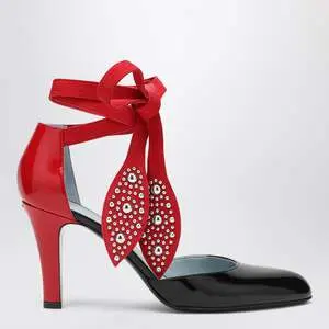 Valentino Garavani Black And Foliefoliage Decollete - Red