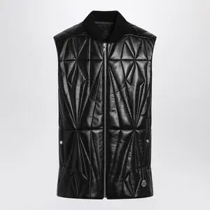 Moncler Rick Owens Faux Leather Zip-up Vest - Black