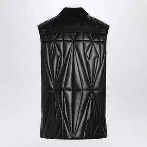Moncler Rick Owens Faux Leather Zip-up Vest - Black