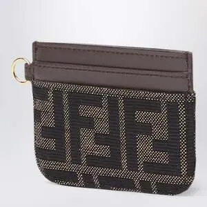 Fendi Ff Zucca Jacquard And Leather Card Case