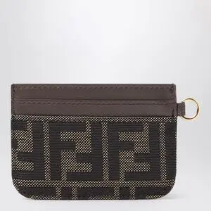 Fendi Ff Zucca Jacquard And Leather Card Case - Brown