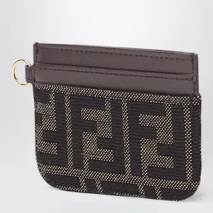 Fendi Ff Zucca Jacquard And Leather Card Case