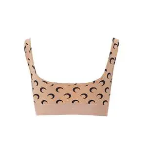 MARINE SERRE Moon Print Sport Bra - Cream