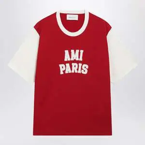 AMI Paris Ruby T-shirt With Logo Embroidery - Red
