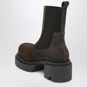 Rick Owens Brown Bogun Beatle Boots In Suede