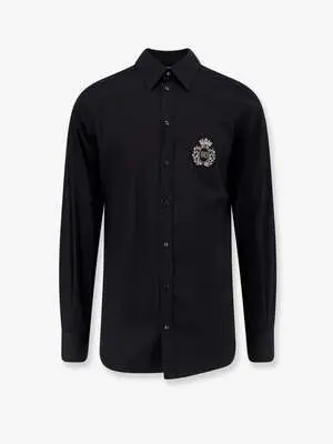 Dolce & Gabbana Cotton Shirt With Iconic Logo On The Front - Multicolor