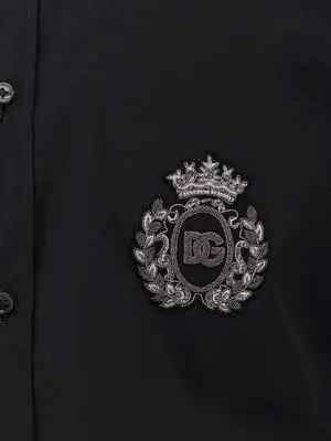 Dolce & Gabbana Cotton Shirt With Iconic Logo On The Front - Multicolor