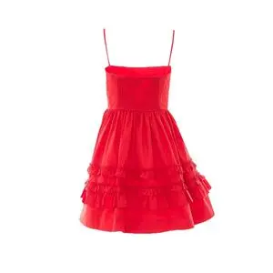 GANNI Mini Frill Dress - Red