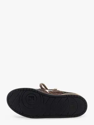 Fendi Sneakers Match In Pelle Bianca E Suede Marrone - Multicolor