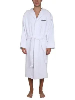 Dsquared2 Hooded Bathrobe With Logo