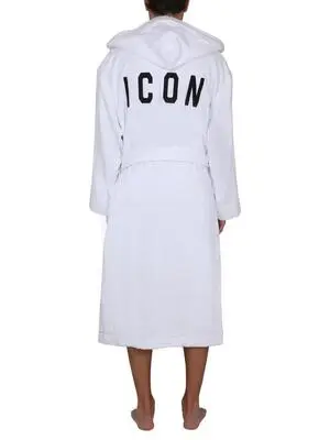 Dsquared2 Hooded Bathrobe With Logo