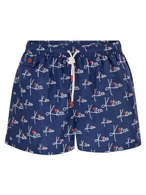Kiton Short Patterned Swim Boxers - Blue
