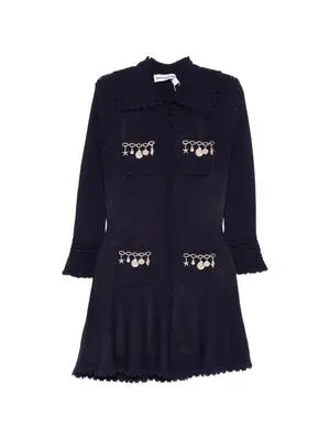 SELF-PORTRAIT Charm Detail Pointelle Knit Mini Dress - Multicolor