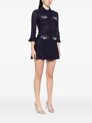 SELF-PORTRAIT Charm Detail Pointelle Knit Mini Dress - Multicolor