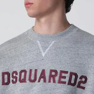 Dsquared2 Grey Melange Sweatshirt With Logo Embroidery