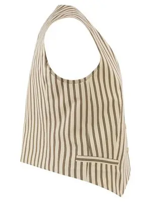 Max Mara Striped Cotton And Silk Canvas Waistcoat - Cream