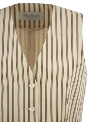 Max Mara Striped Cotton And Silk Canvas Waistcoat - Cream