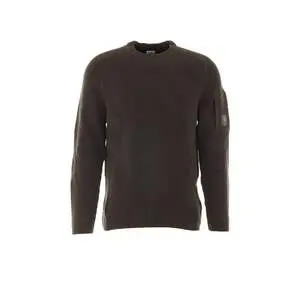 C.P. COMPANY Ribbed Lens Sweater - Brown