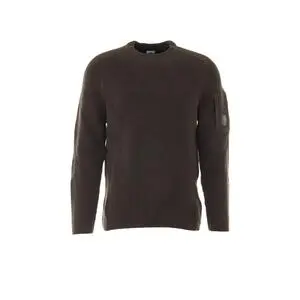 C.P. COMPANY Ribbed Lens Sweater - Brown