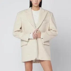Andamane Oversized Ivory Jacket In Wool Blend - White