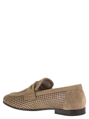Brunello Cucinelli Sparkling Net Leather Loafers