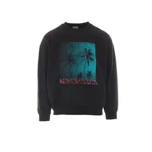 Balenciaga Logo Sweatshirt With Palm Tree Print - Black