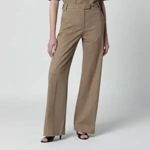 THELATEST Cognac Cotton Palazzo Trousers - Brown