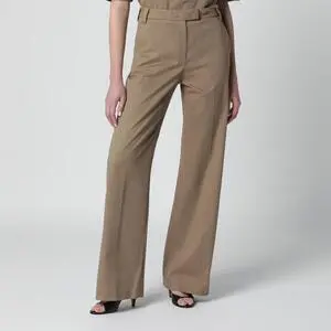 THELATEST Cognac Cotton Palazzo Trousers - Brown