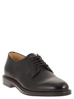 Brunello Cucinelli Calfskin Derby Shoe - Black
