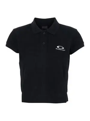 Balenciaga Cotton Logo Polo - Black