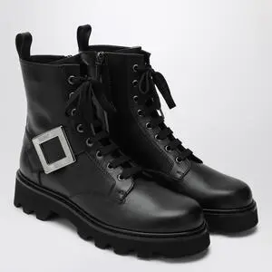 ROGER VIVIER Viv' Rangers Truck Leather Ankle Boots - Black